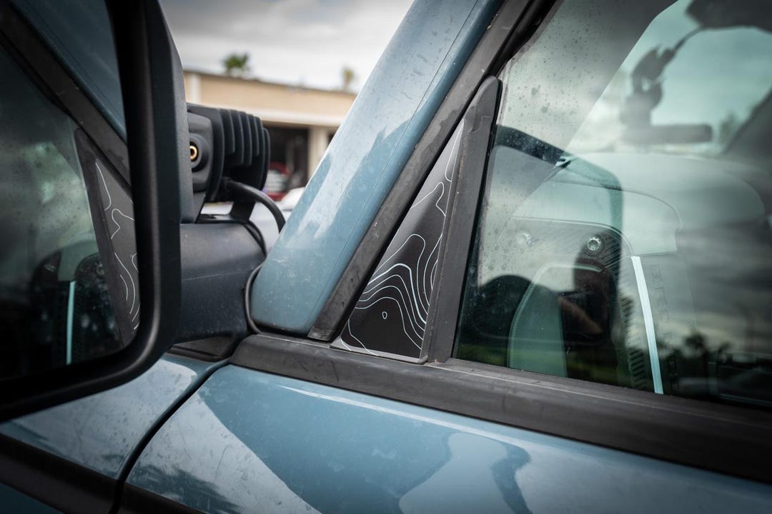 2021+ Bronco Topographic Design Front Window Triangle Overlays - 4 Door ...