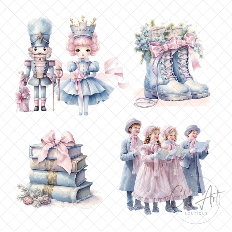 Pastel Christmas Clipart Watercolor Bundle, Transparent PNG, Winter ...