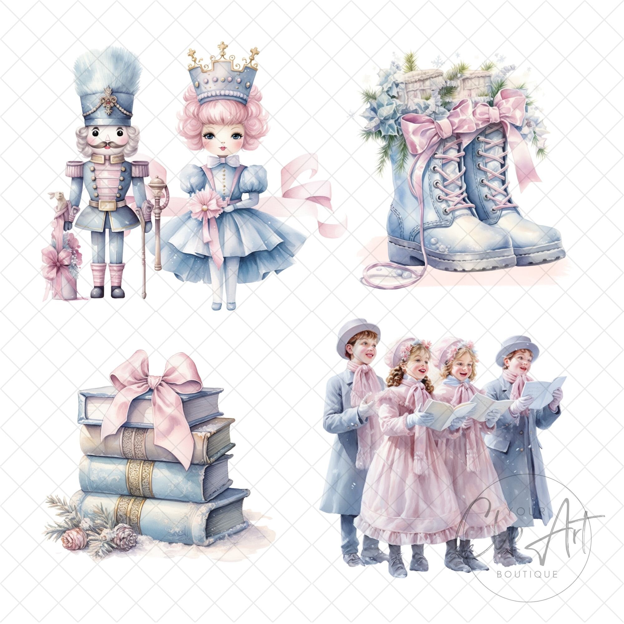 Pastel Christmas Clipart Watercolor Bundle, Transparent PNG, Winter ...