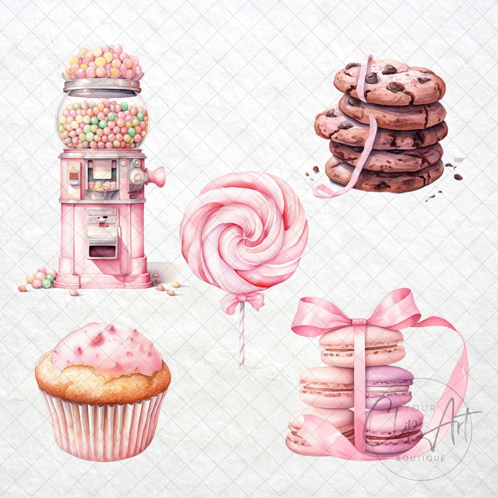 Watercolor Dessert Clipart Set Sweet Treats & Desserts Graphics Donut ...
