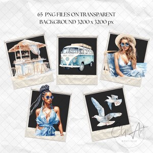 Cute Summer Girl Bundle Clipart Watercolor Ocean Lover Illustrations ...