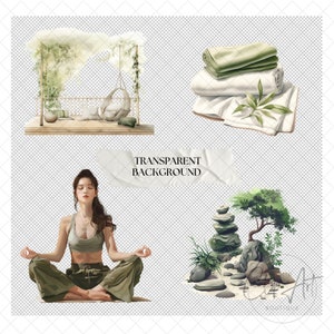 Watercolor Yoga Girls Clipart Set Meditation, Fitness and Self Care ...