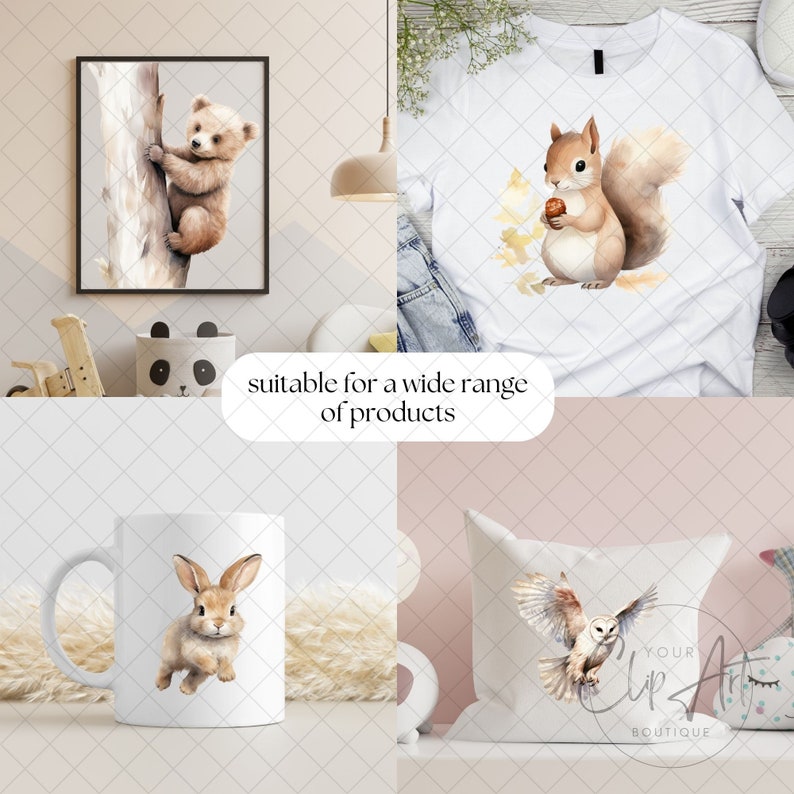 Woodland Animals Watercolor Clipart, 50 Cute Forest Animals Bundle Png ...