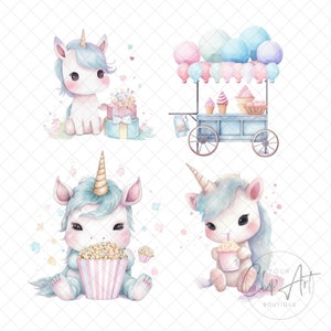 Adorable Watercolor Unicorn Clipart Bundle 30 Baby Nursery ...