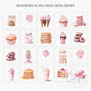 Watercolor Dessert Clipart Set Sweet Treats & Desserts Graphics Donut ...