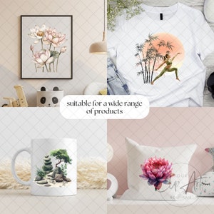 Watercolor Yoga Girls Clipart Set Meditation, Fitness and Self Care ...