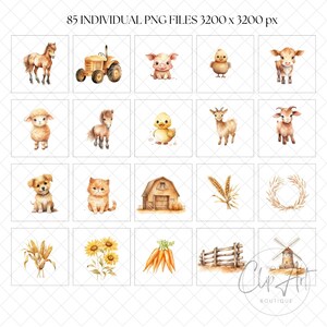 Watercolor Farm Clipart Cute Animal Illustrations Barnyard Nursery ...