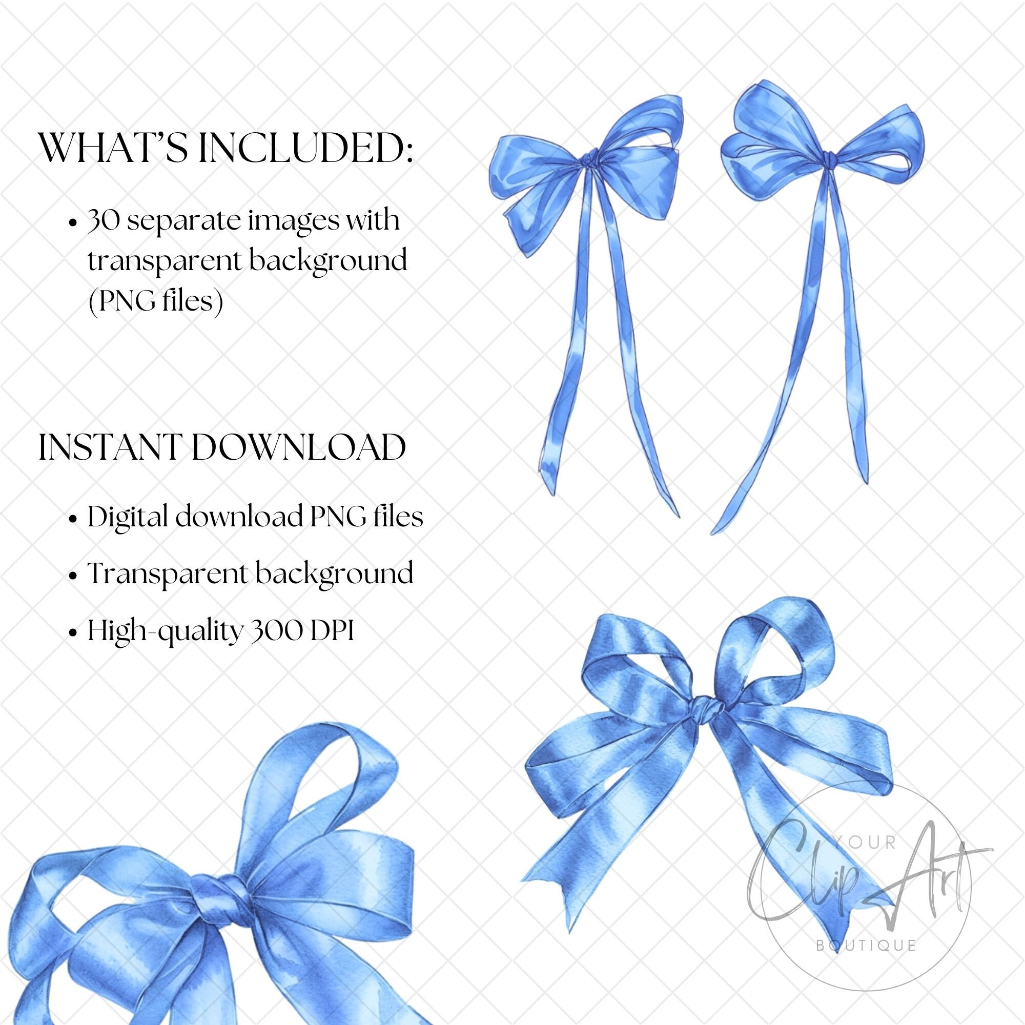 Watercolor Blue Bows Clipart Illustration Silk Bow PNG Ribbons Greeting ...