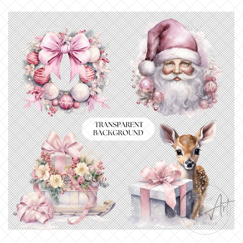 Exquisite Pink Christmas Wonderland PNG Clipart Bundle Festive Holiday ...