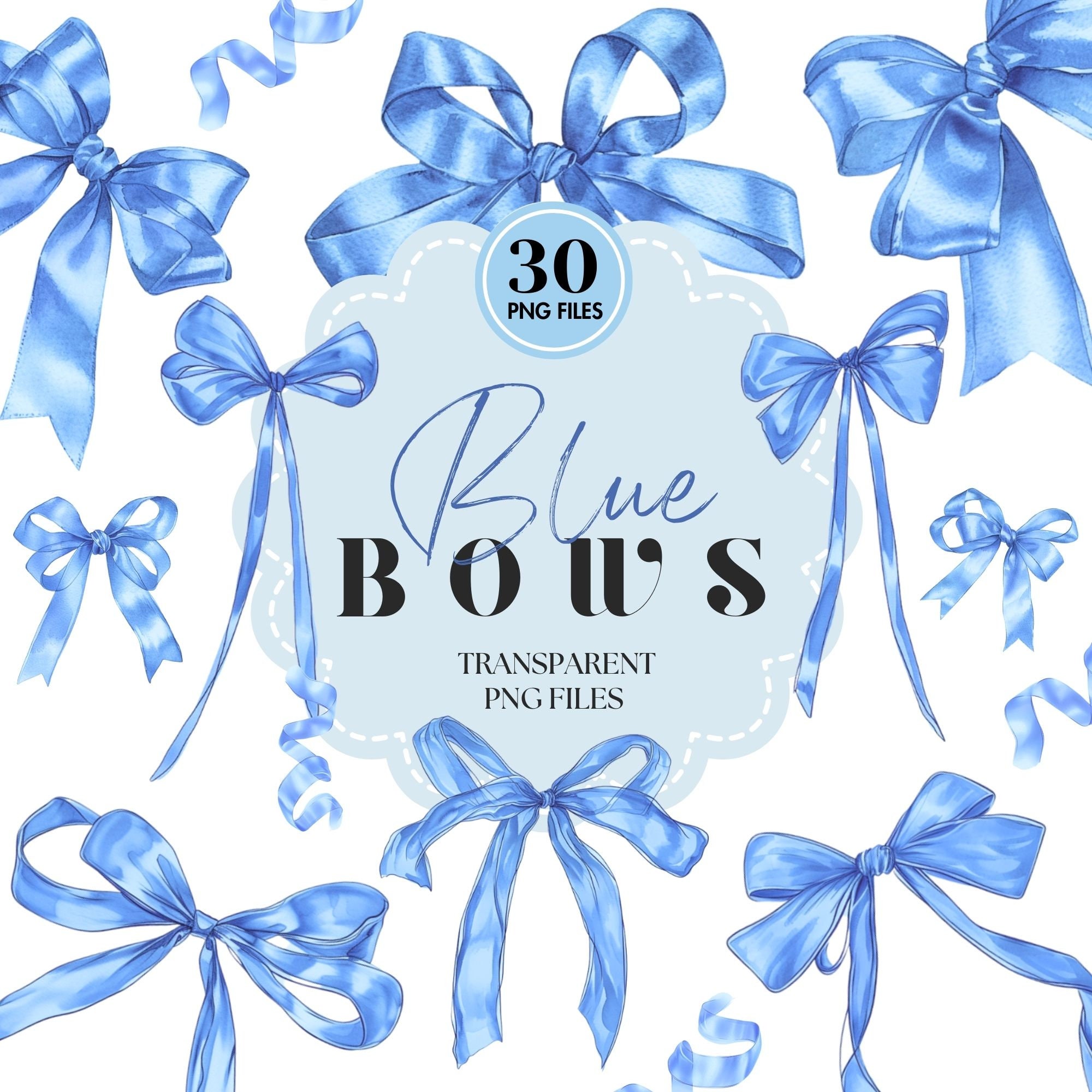 Watercolor Blue Bows Clipart Illustration Silk Bow PNG Ribbons Greeting ...