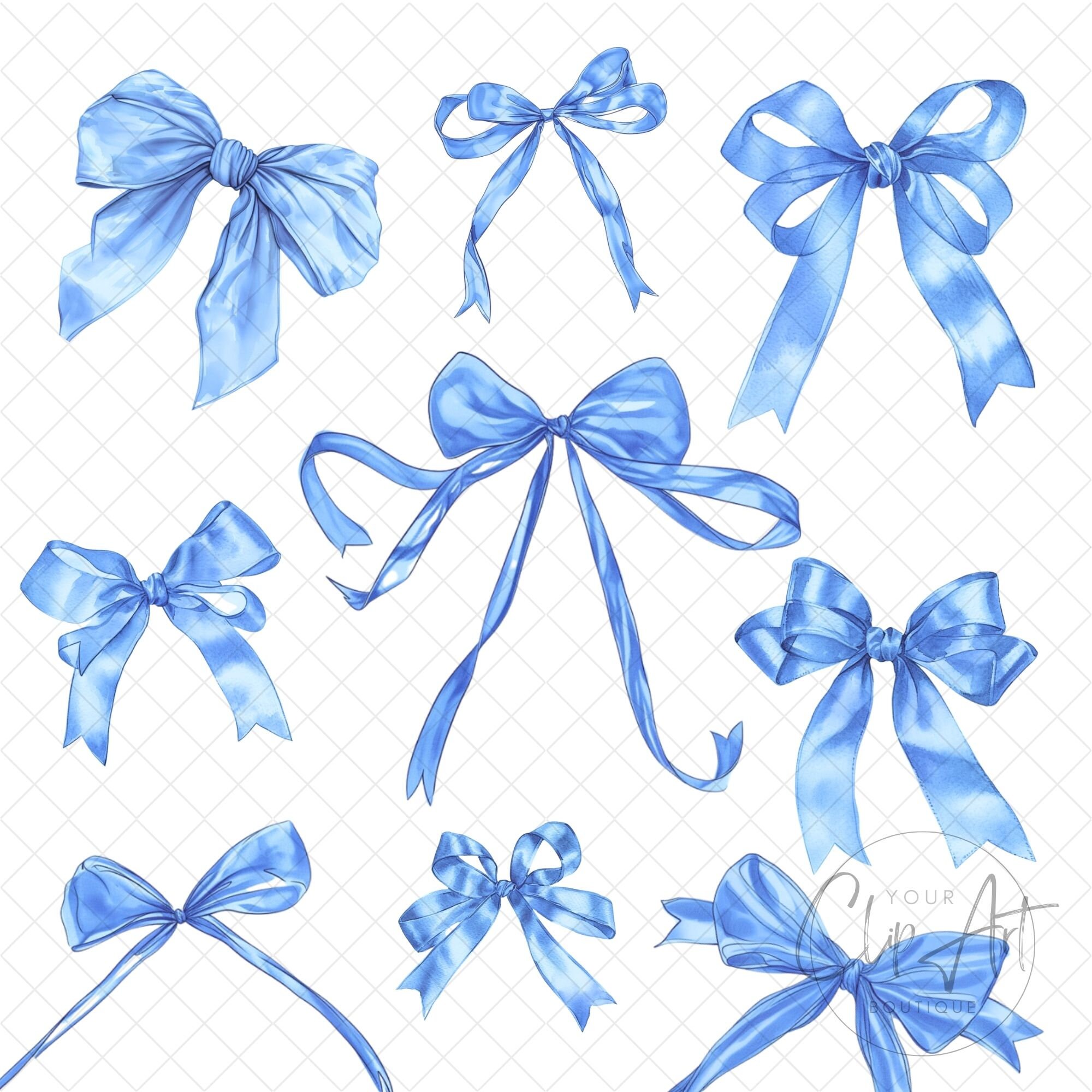 Watercolor Blue Bows Clipart Illustration Silk Bow PNG Ribbons Greeting ...