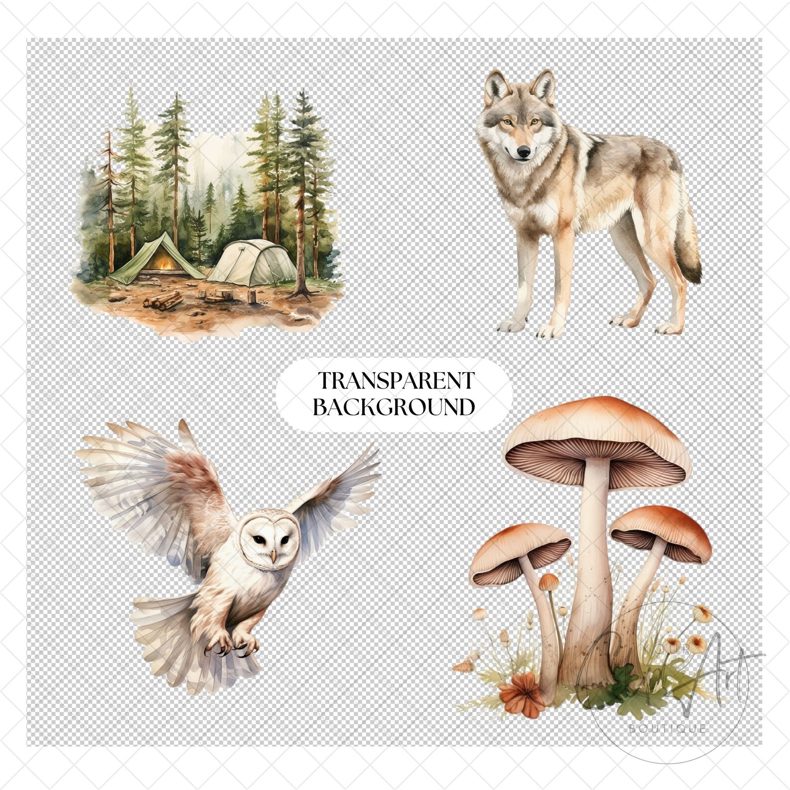Woodland Animals Watercolor Clipart, 50 Cute Forest Animals Bundle Png ...
