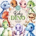 Watercolor Cute Dino Clipart Bundle, 35 Baby Nursery Decor ...