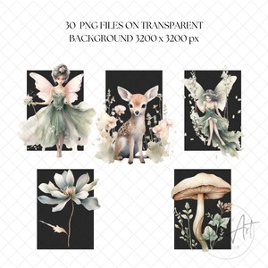 Magical Green Fairies Clipart Woodland Theme Graphics Printable Junk ...