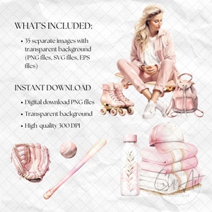 Pink Watercolor Gym Clipart Pack Fitness Illustrations Workout Planner ...