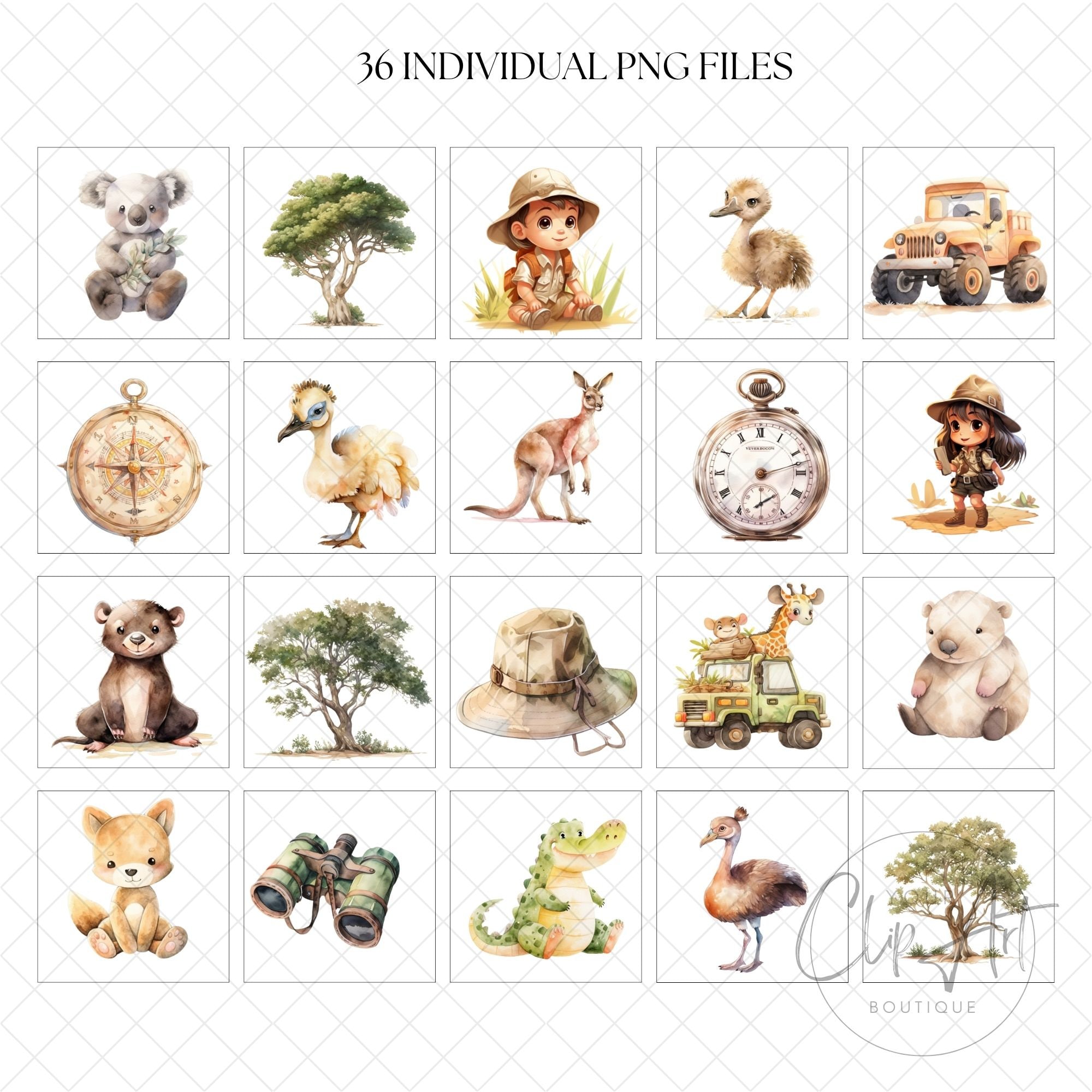 Australian Safari Animal Nursery Clipart Aussie Baby Room Decor Koala ...