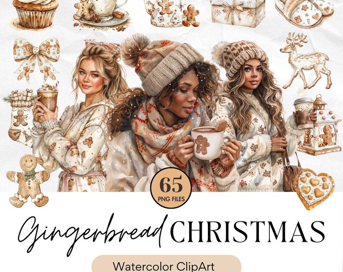 Cozy Winter Gingerbread Clipart Christmas Cuteness Watercolor PNG ...