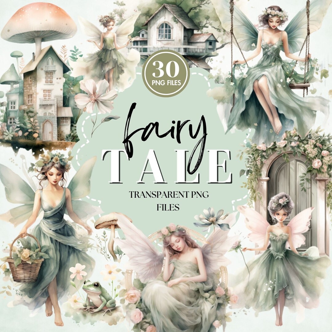 Magical Green Fairies Clipart Woodland Theme Graphics Printable Junk ...