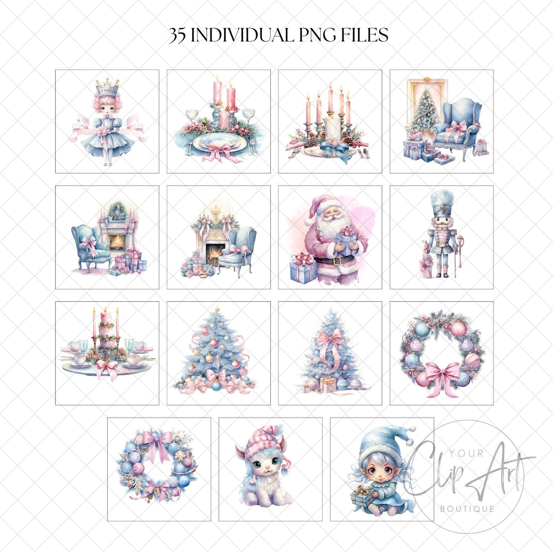 Pastel Christmas Clipart Watercolor Bundle, Transparent PNG, Winter ...