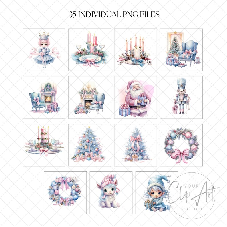 Pastel Christmas Clipart Watercolor Bundle, Transparent PNG, Winter ...