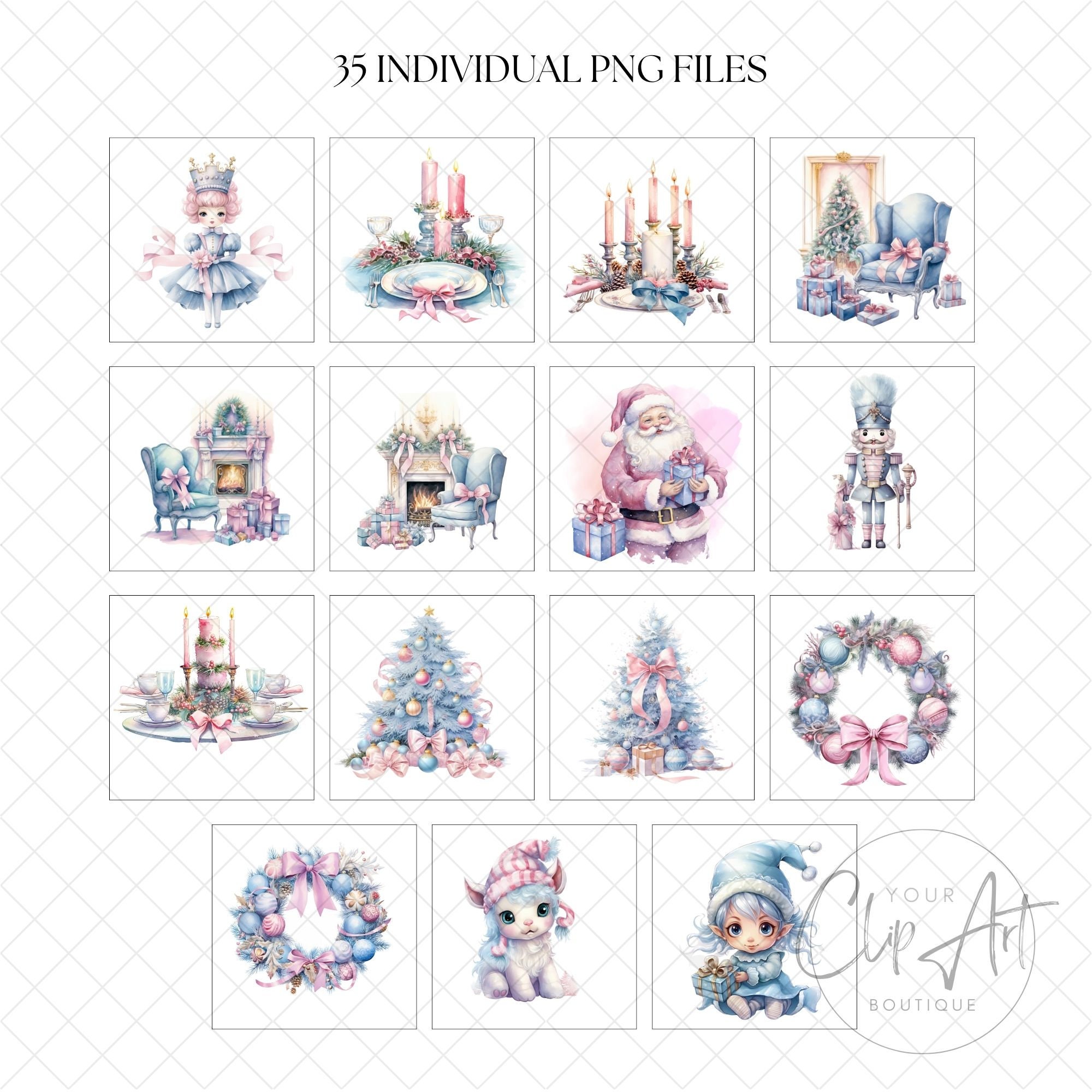 Pastel Christmas Clipart Watercolor Bundle, Transparent PNG, Winter ...