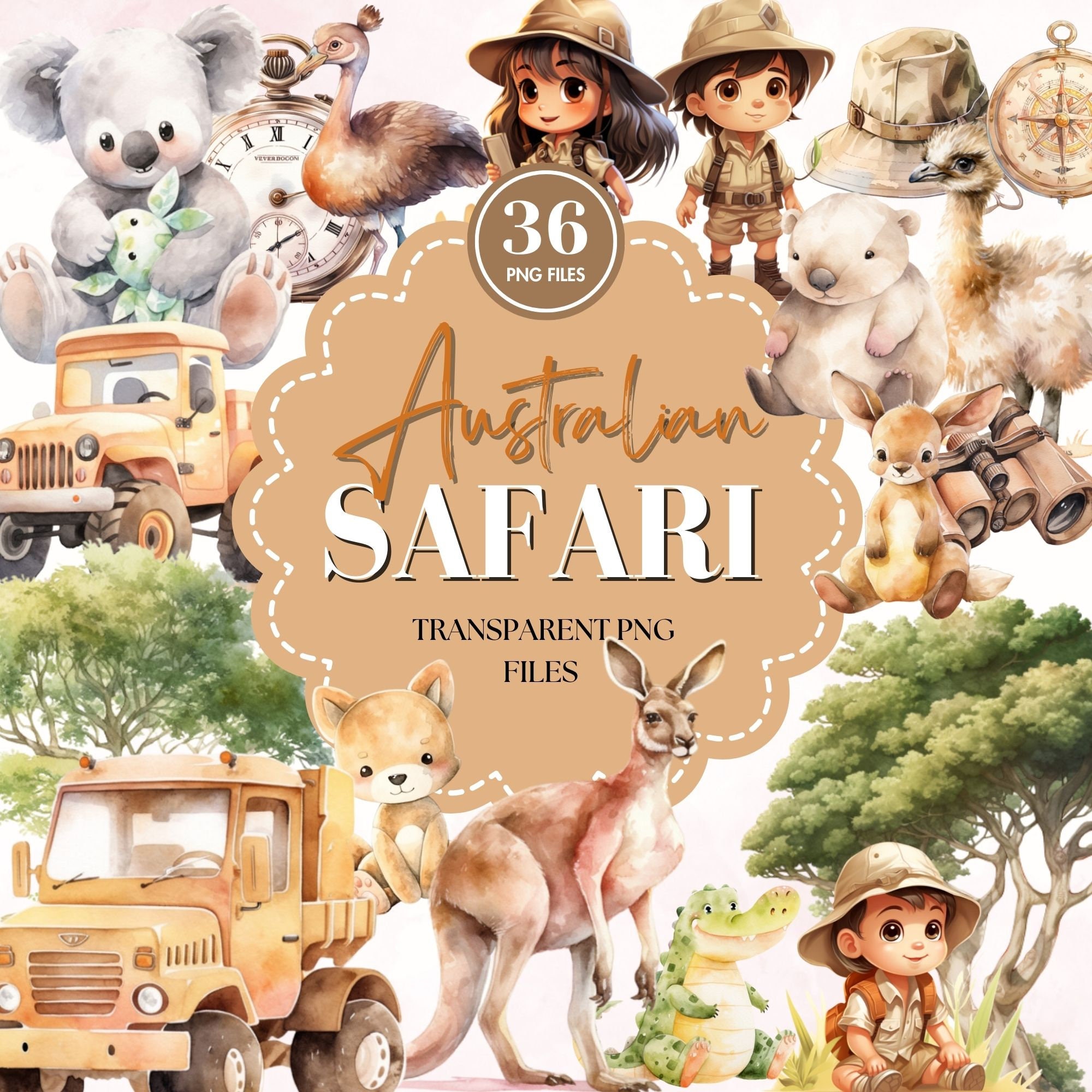 Australian Safari Animal Nursery Clipart Aussie Baby Room Decor Koala ...