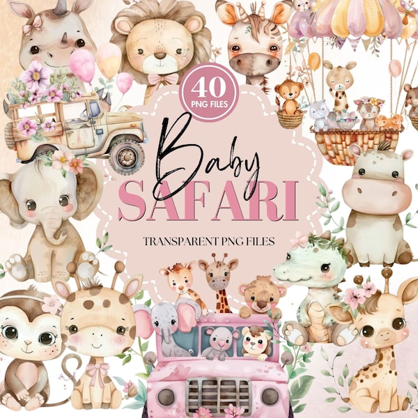 Pink Baby Safari Clipart - Etsy