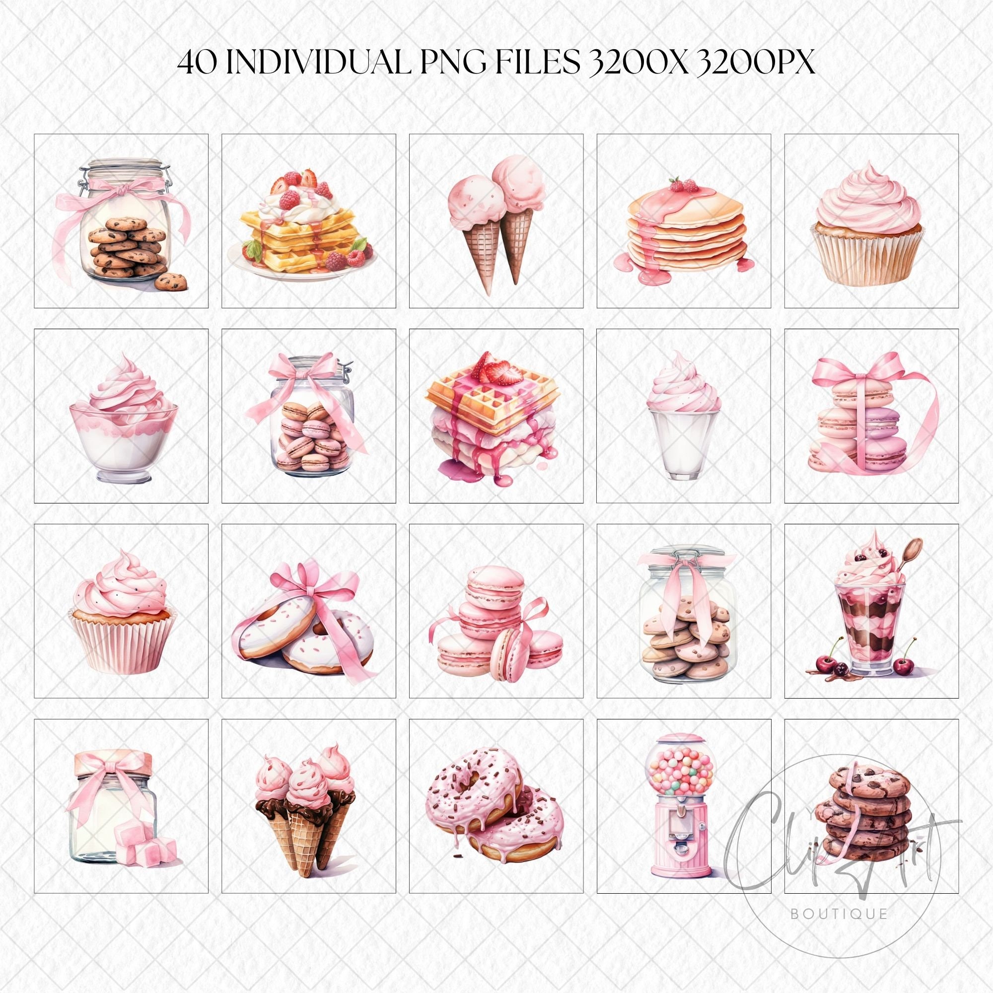 Watercolor Dessert Clipart Set Sweet Treats & Desserts Graphics Donut ...