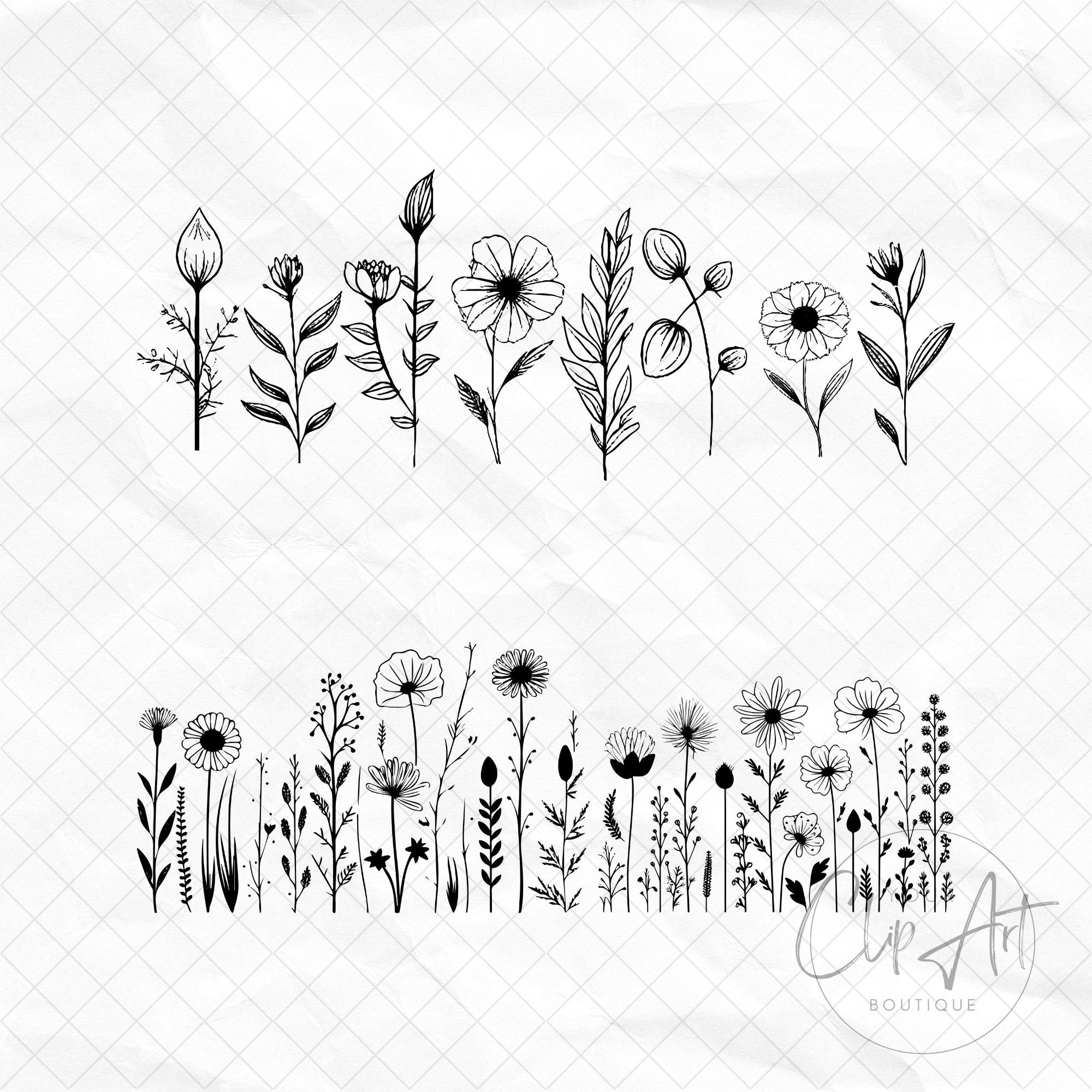 Wildflower Bundle Svg Minimalist Botanical Illustration Floral Design ...