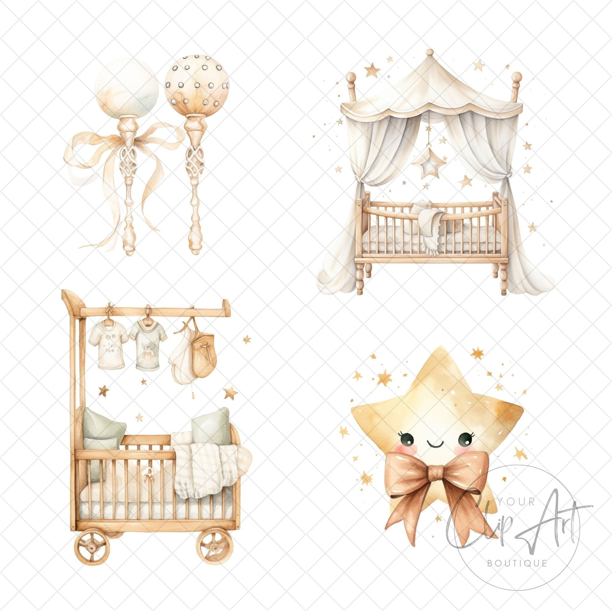 Sweet Boho Baby Shower Clipart Watercolor Clipart Nursery - Etsy