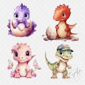 Watercolor Cute Dino Clipart Bundle, 35 Baby Nursery Decor ...