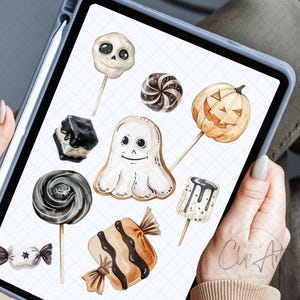 Watercolor Halloween Candy Clipart Spooky Sweets & Creepy Treats Trick ...