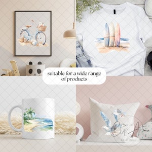 Cute Summer Girl Bundle Clipart Watercolor Ocean Lover Illustrations ...