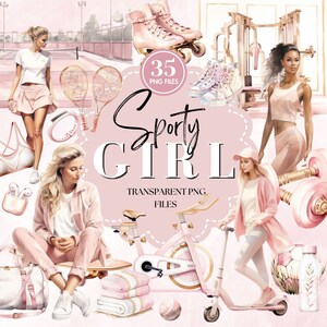 Pink Watercolor Gym Clipart Pack Fitness Illustrations Workout Planner ...