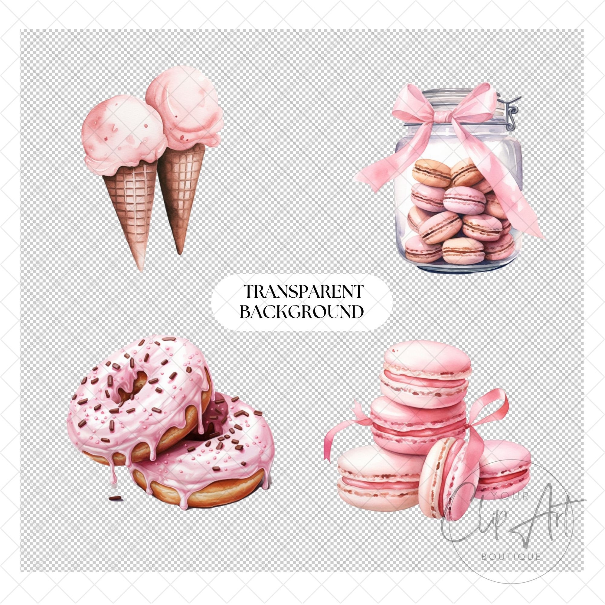 Watercolor Dessert Clipart Set Sweet Treats & Desserts Graphics Donut ...