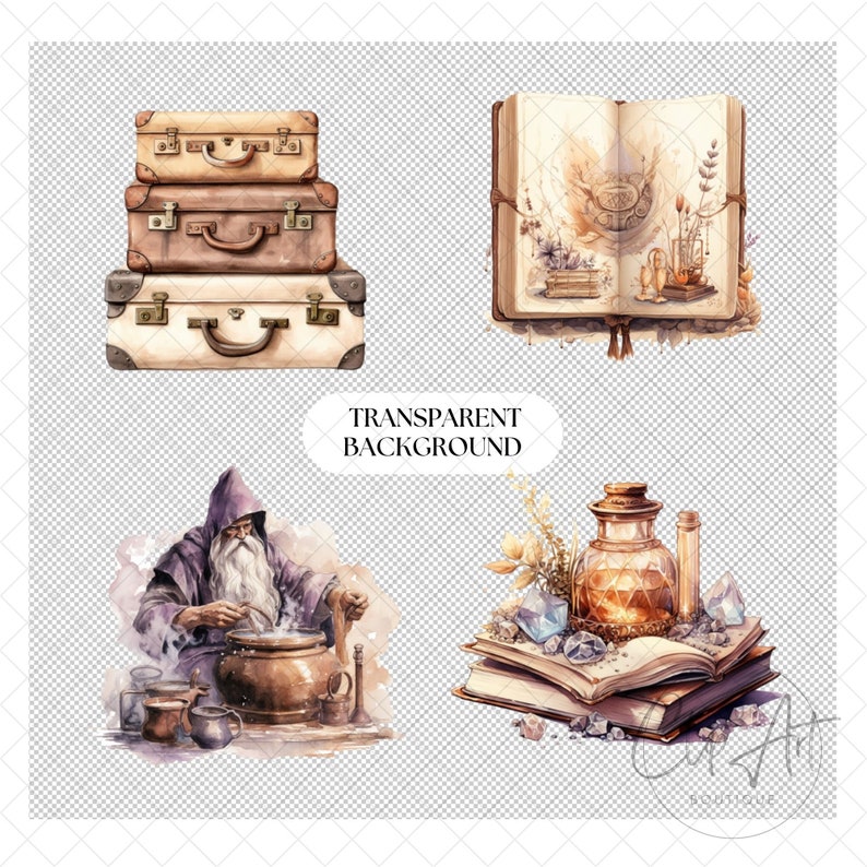 Wizards School Watercolor Clipart Bundle 50 Magical Academy - Etsy