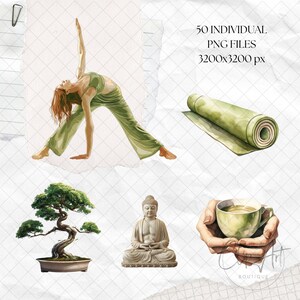 Watercolor Yoga Girls Clipart Set Meditation, Fitness and Self Care ...