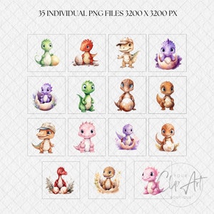 Watercolor Cute Dino Clipart Bundle, 35 Baby Nursery Decor ...