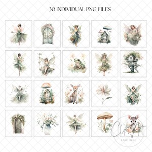 Magical Green Fairies Clipart Woodland Theme Graphics Printable Junk ...