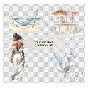 Cute Summer Girl Bundle Clipart Watercolor Ocean Lover Illustrations ...