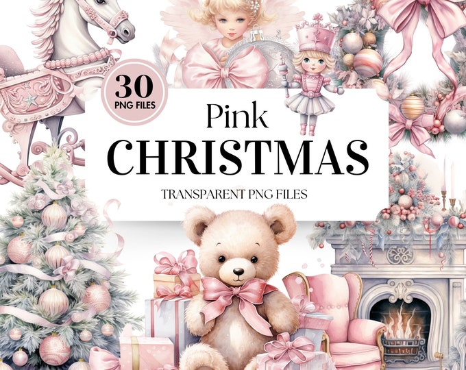 Exquisite Pink Christmas Wonderland PNG Clipart Bundle Festive Holiday ...