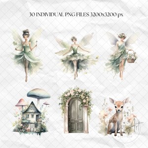 Magical Green Fairies Clipart Woodland Theme Graphics Printable Junk ...