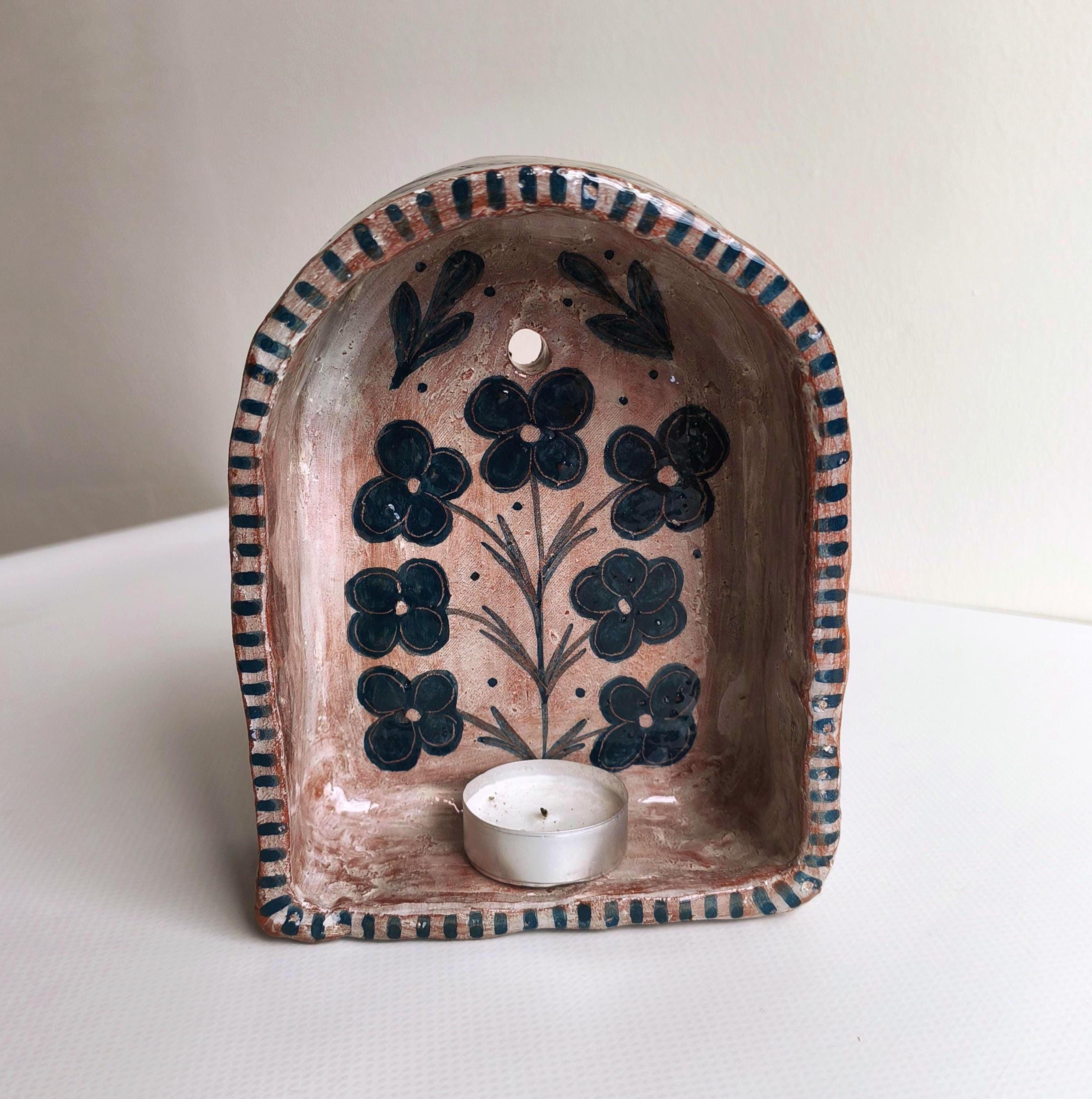 Handmade Ceramic Altar Shelf: Floral Wall Decor - Etsy
