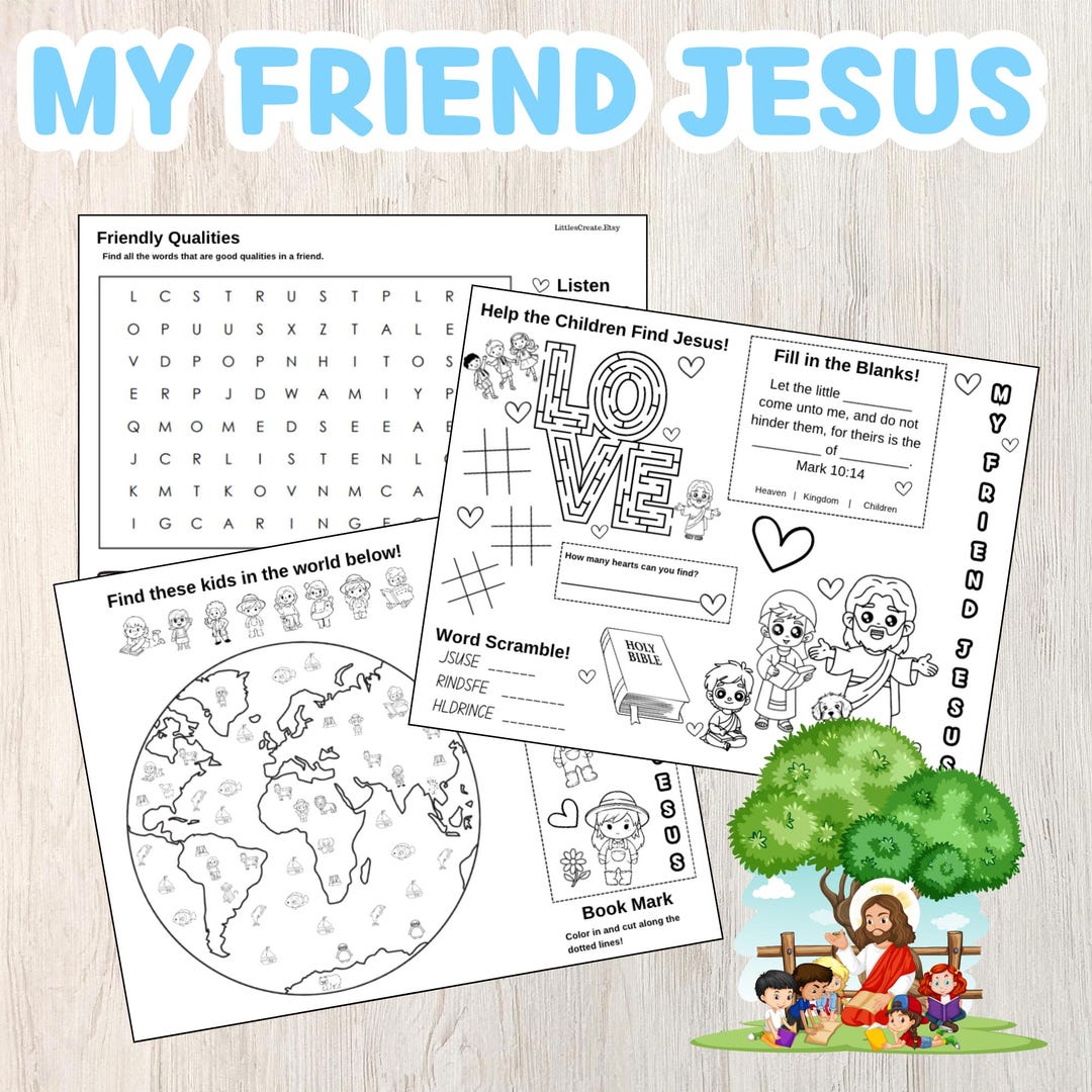 My Friend Jesus Children's Church or Program Activity Printable Sheets ...