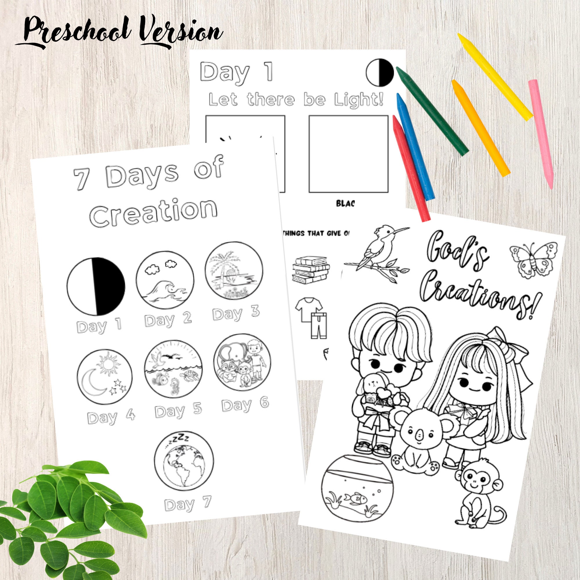 7 Days of Creation Preschool Activity Sheets for Home or Church ...
