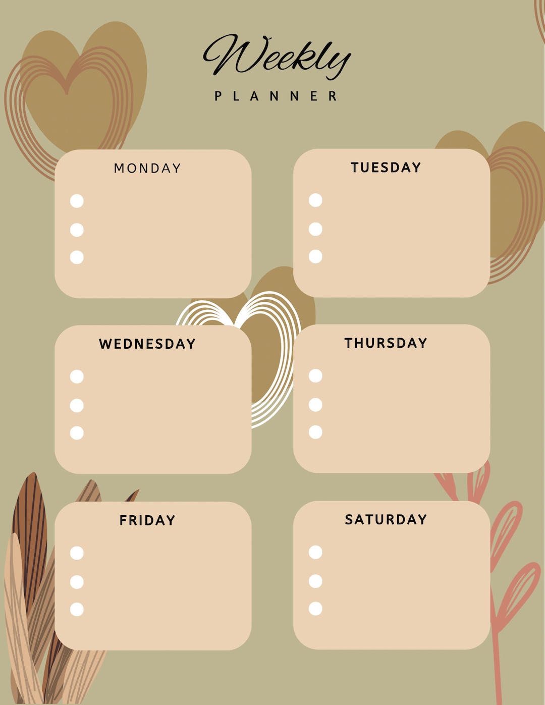 Undated Weekly Planner Aesthetic Digital Weekly Planner - Etsy