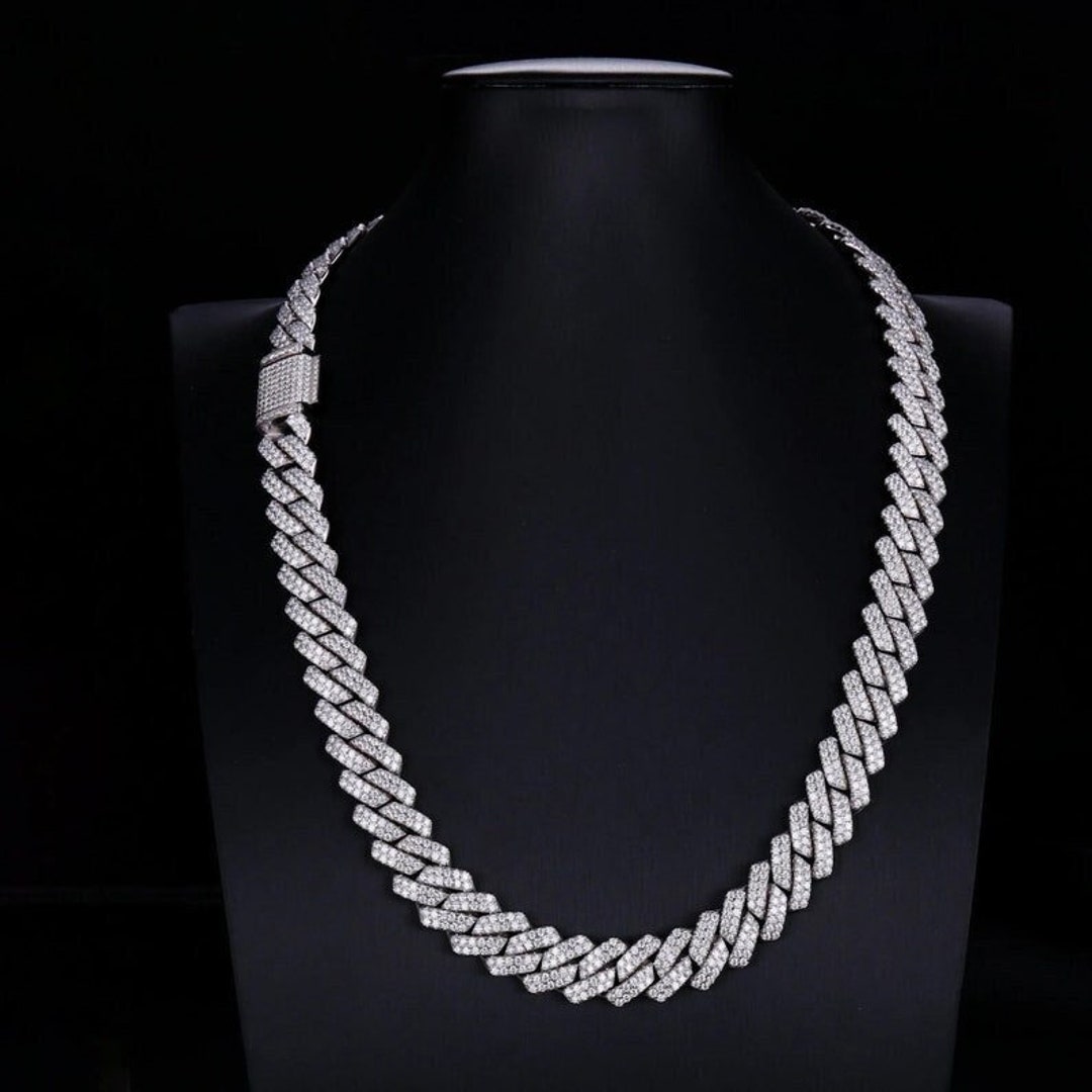 10 Mm Cuban Link Chain Fully Iced Out Round VVS Moissanite Diamond Hip ...