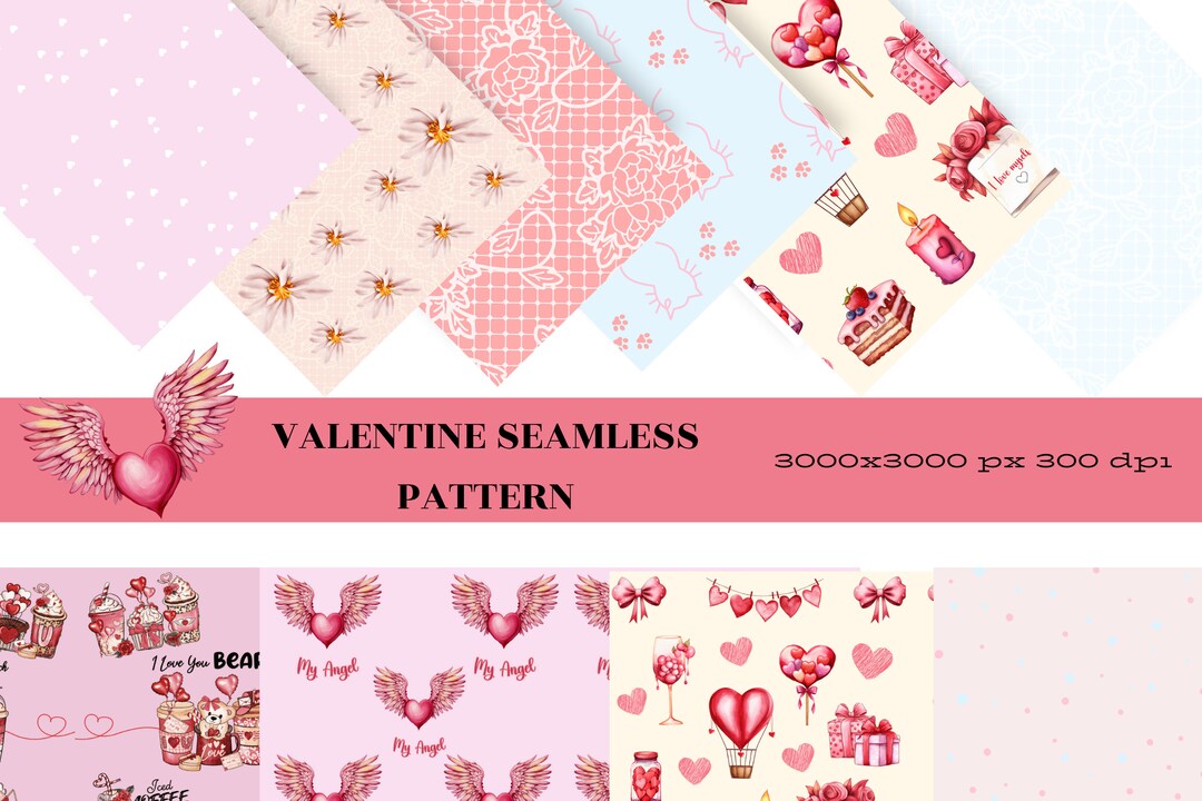 Valentine Printable Paper,pink Digital Paper, Valentine Patterns ,love ...