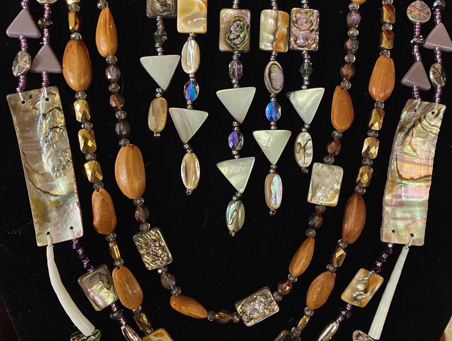 Native American Artist Designed Necklaces -layered- Abalone,pine Nuts ...