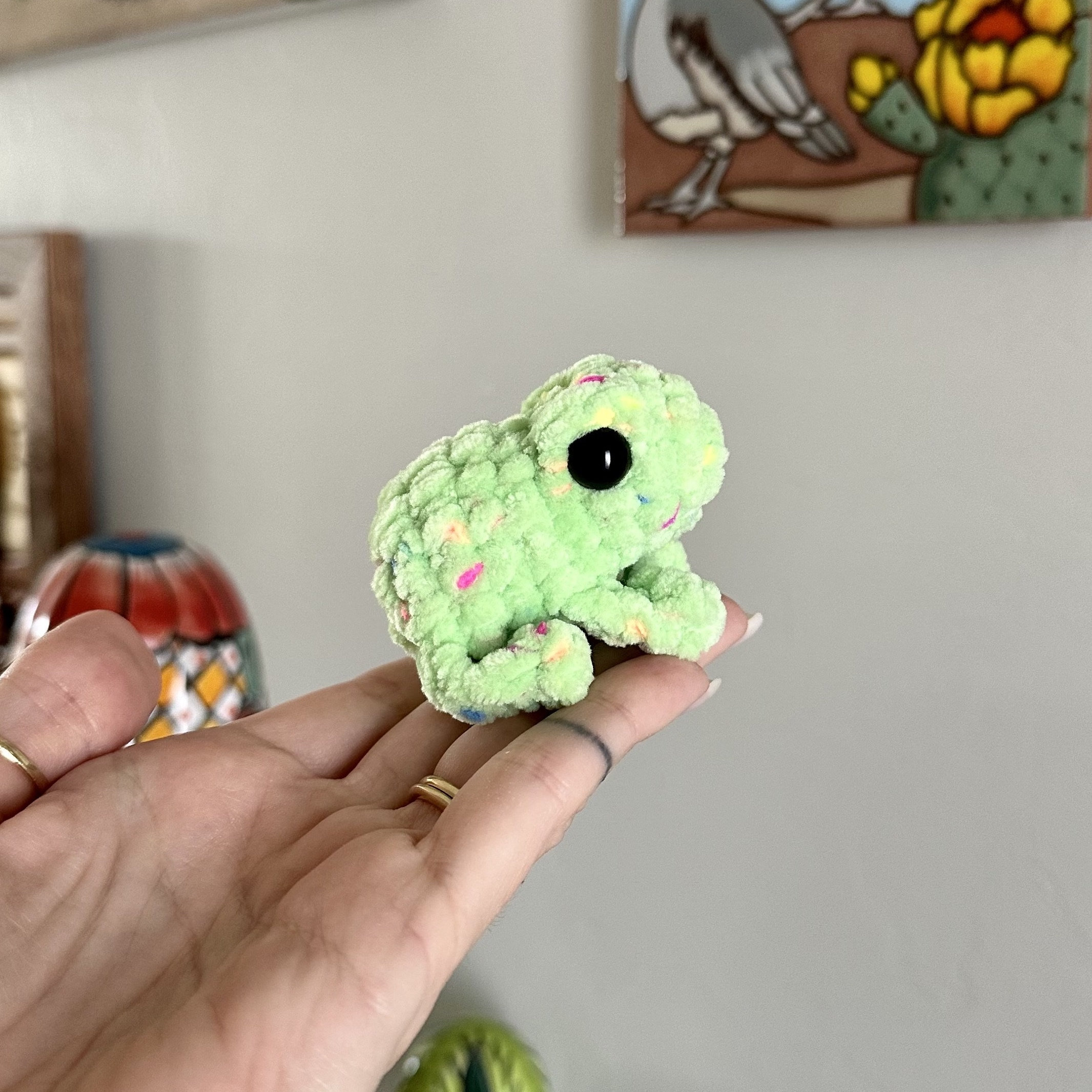 Avocado Funfetti the Tucson Toad Plushie Lime Green/rainbow Crochet ...